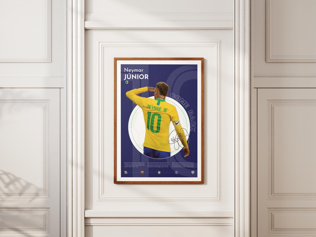 Neymar Poster, Neymar Wall Art, Neymar Print, Cristiano, Neymar, Sports ...
