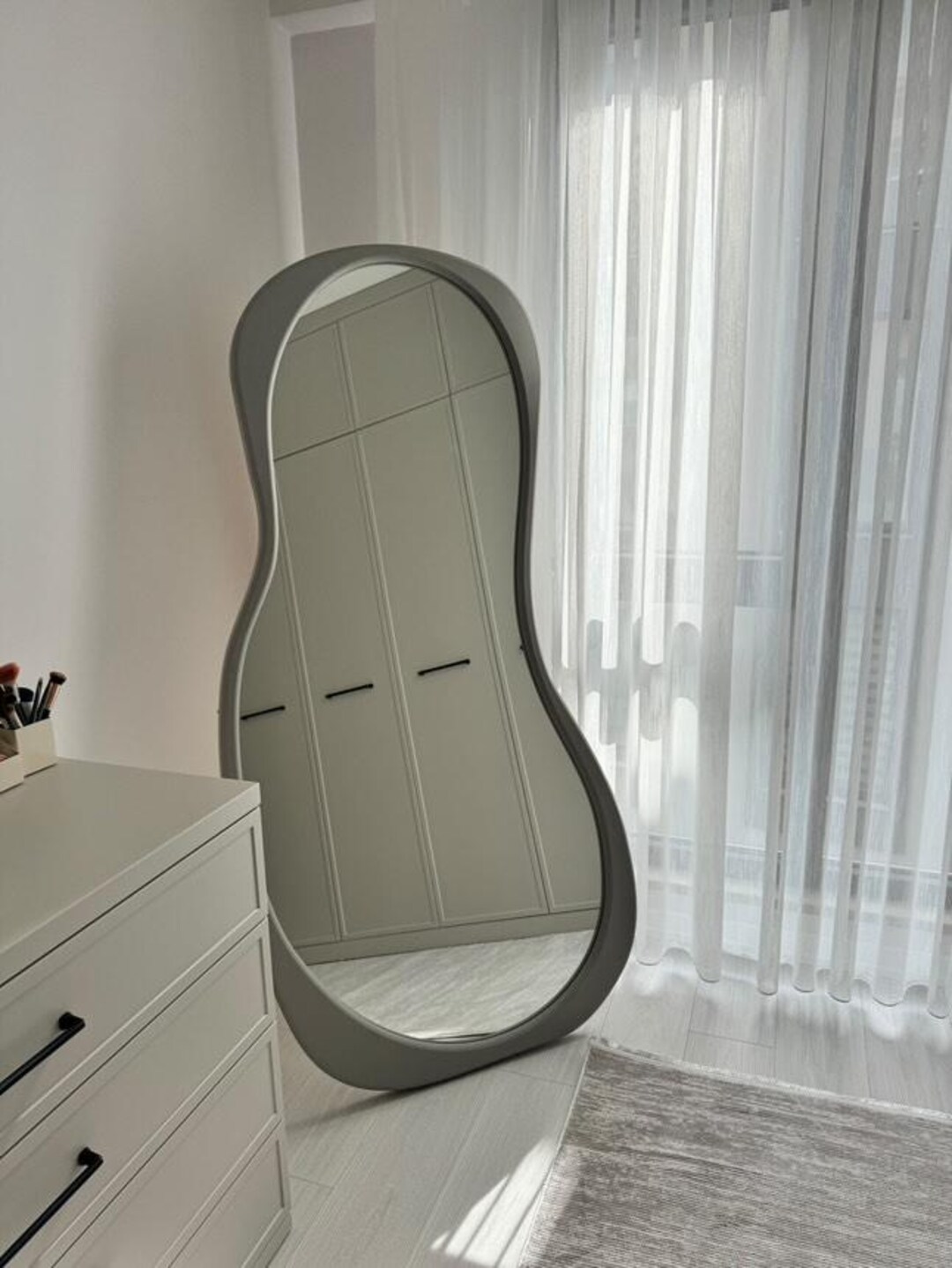 Asymmetrical Wooden Framed Modern Full-length Mirror - Shapeless ...