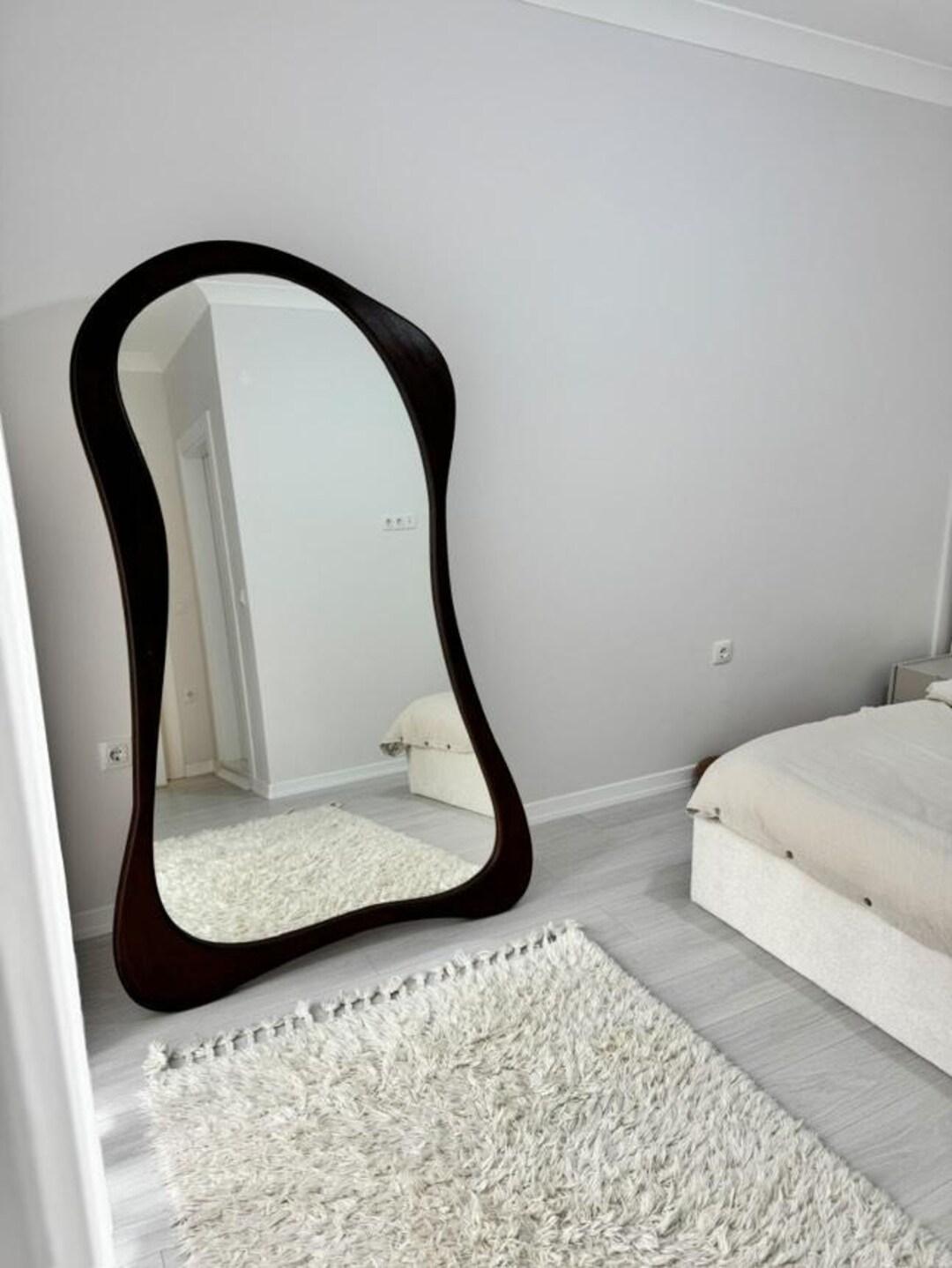 Rare Walnut Asymmetric Large Size Mirror - Shapeless Design Giant ...