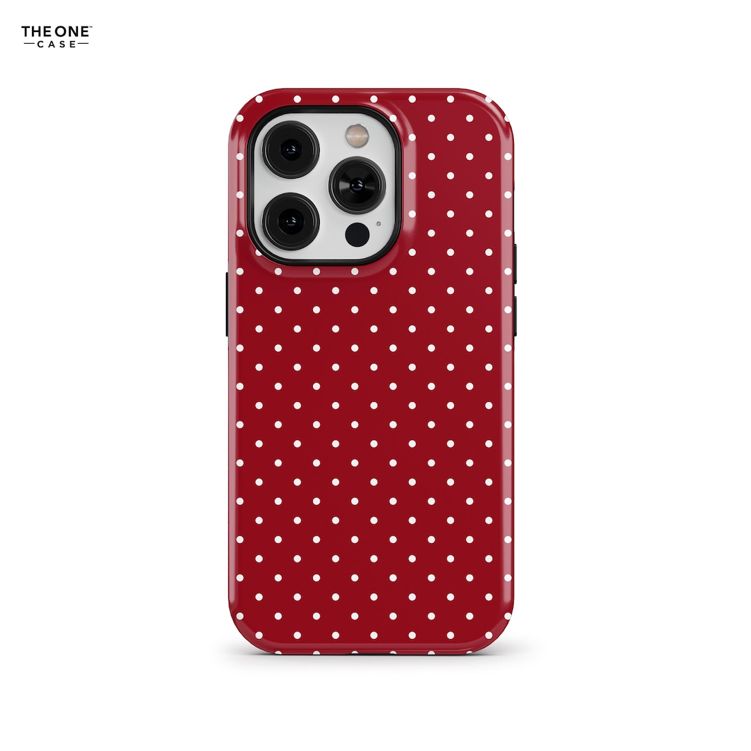 Cherry Red Polka Dot Phone Case for iPhone 16 15 14 13 12 Pro Max ...