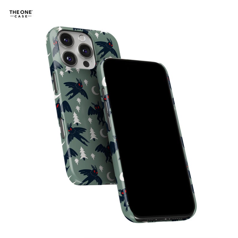 Green Mothman Pattern Cryptid Halloween Phone Case for iPhone 17 16e 15 ...