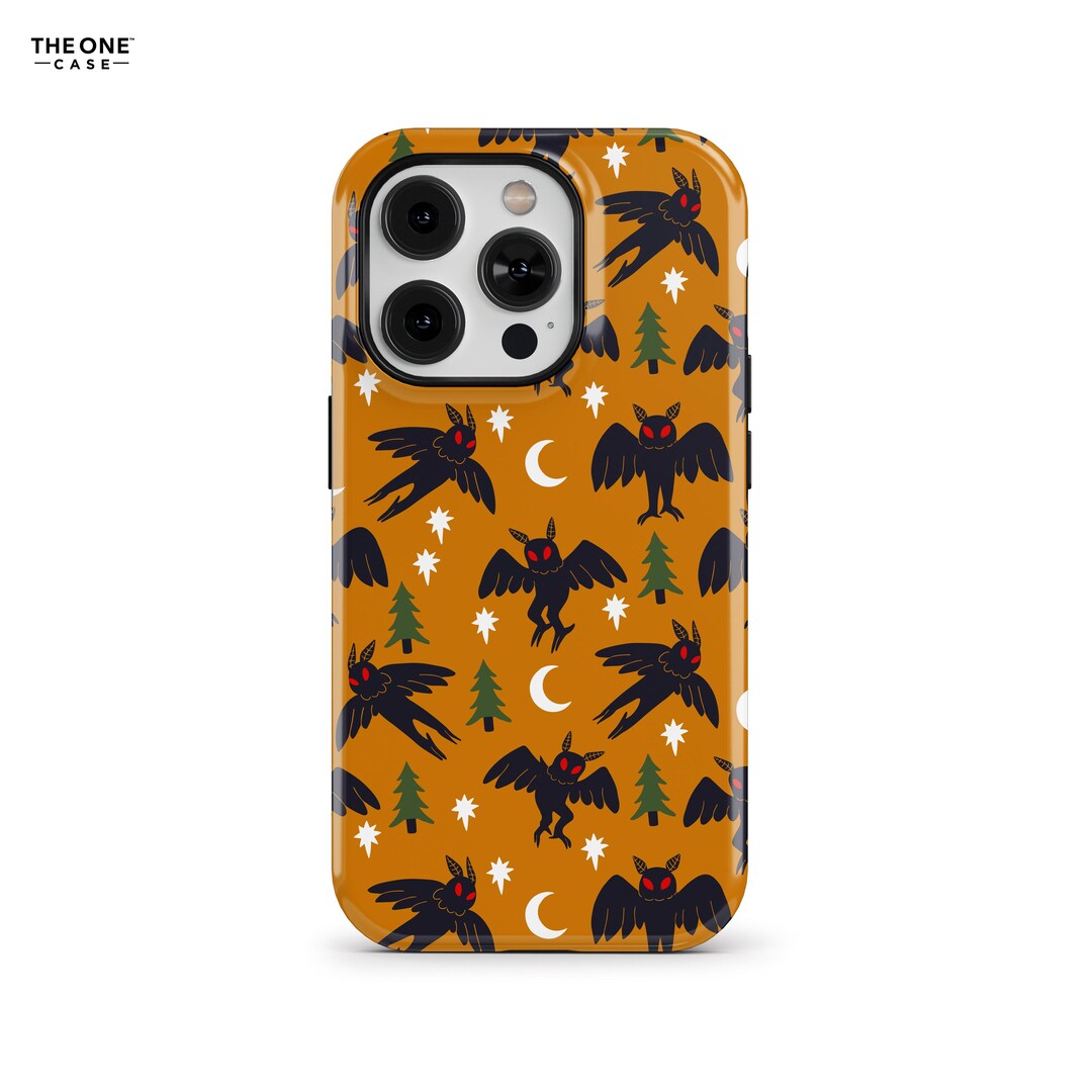 Mustard Yelllow Mothman Pattern Cryptid Phone Case for iPhone 17 16e 15 ...