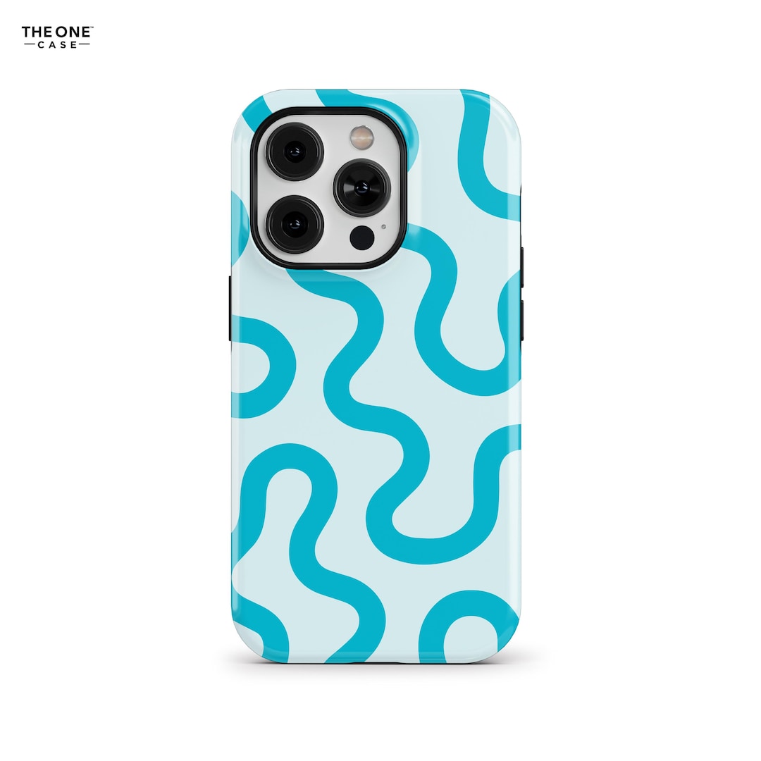 Turquoise Blue SWIRL Phone Case for iPhone 16e 15 14 Pro Max Plus ...