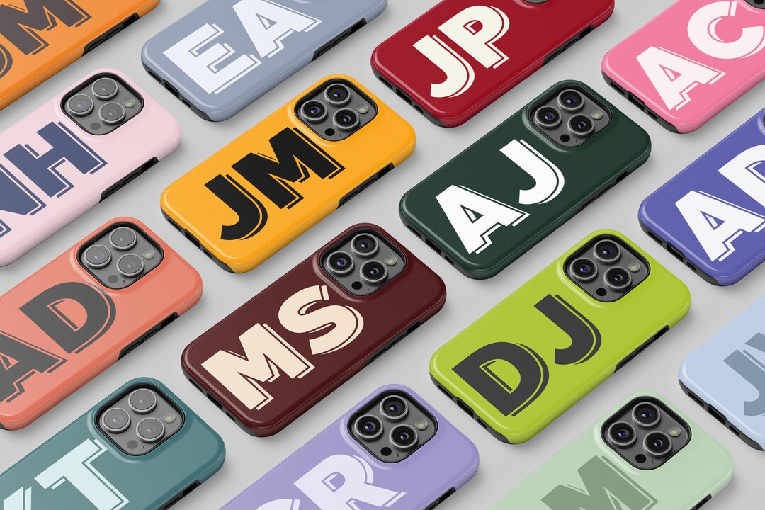 Custom Initials Phone Case for iPhone 16 15 14 13 12 Pro Max, Samsung ...