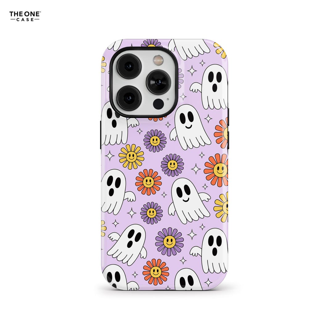 Groovy Flowers and Ghosts Halloween Phone Case for iPhone 17 16e 15 14 ...