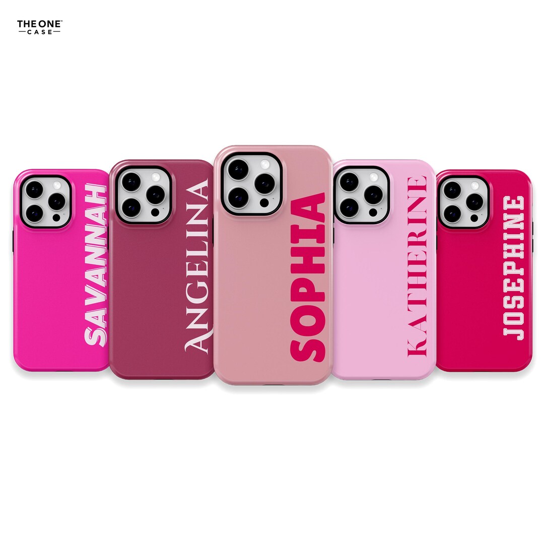 Pink Custom Name Phone Case for iPhone 16 15 14 13 12 Pro Max, Samsung ...