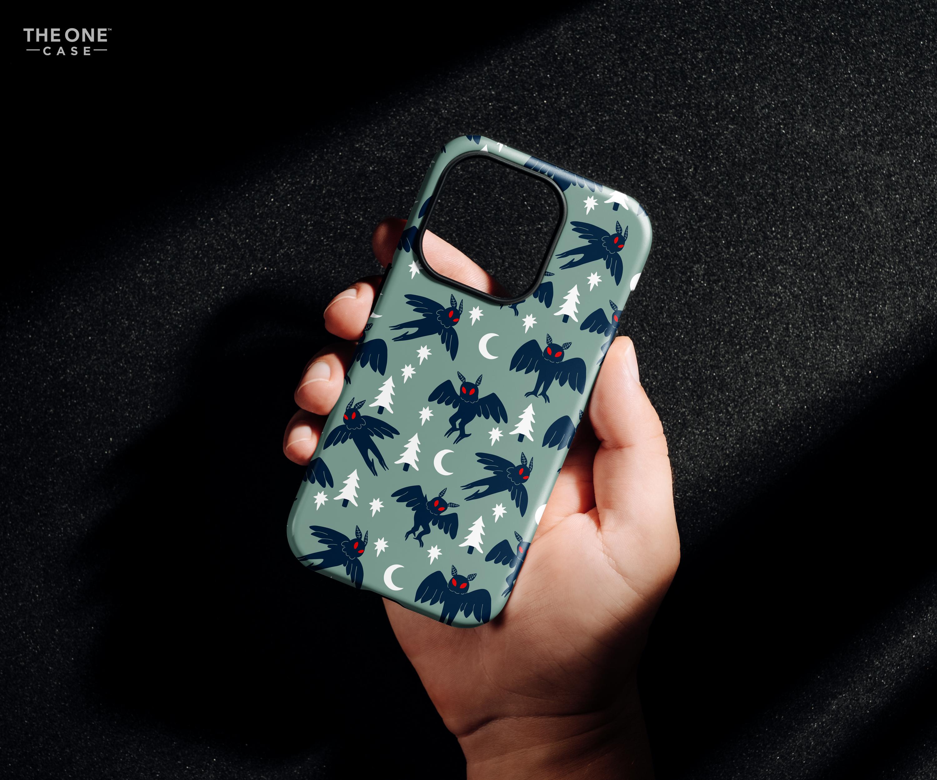 Green Mothman Pattern Cryptid Halloween Phone Case for iPhone 17 16e 15 ...