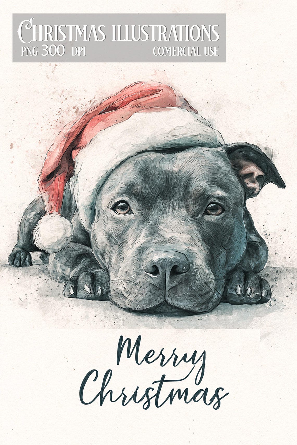 11 X Staffy Staffordshire Bull Terrier Dog Christmas Postcard ...