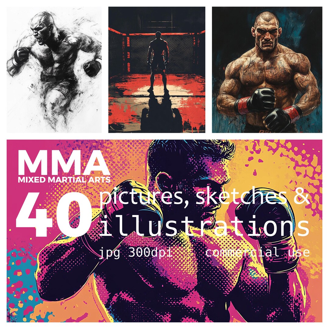 40 JPEG Illustrations, Pictures and Sketches of MMA Fighter Martial ...