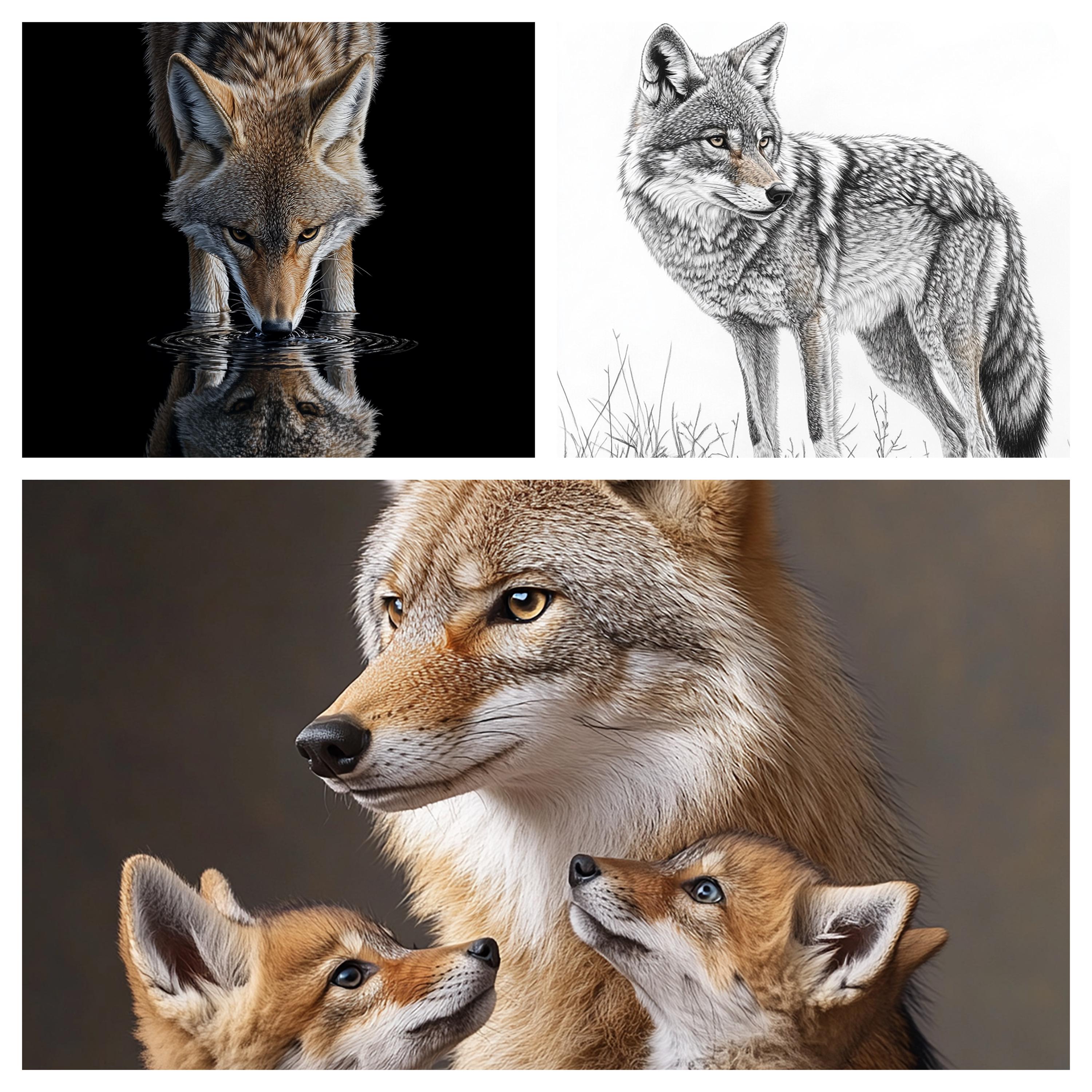 Coyote Illustrations: 63 PNG Animal Drawings (commercial Use) (digital ...