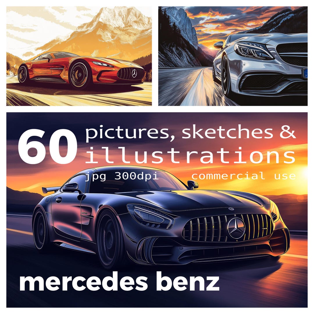 Mercedes Benz Car Illustrations: 60 JPEG Clipart Images (commercial Use ...