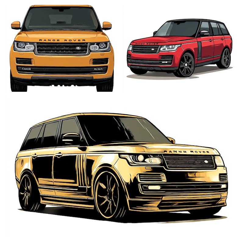 Range Rover Clipart: Car Truck Vector Illustrations (PNG Digital ...