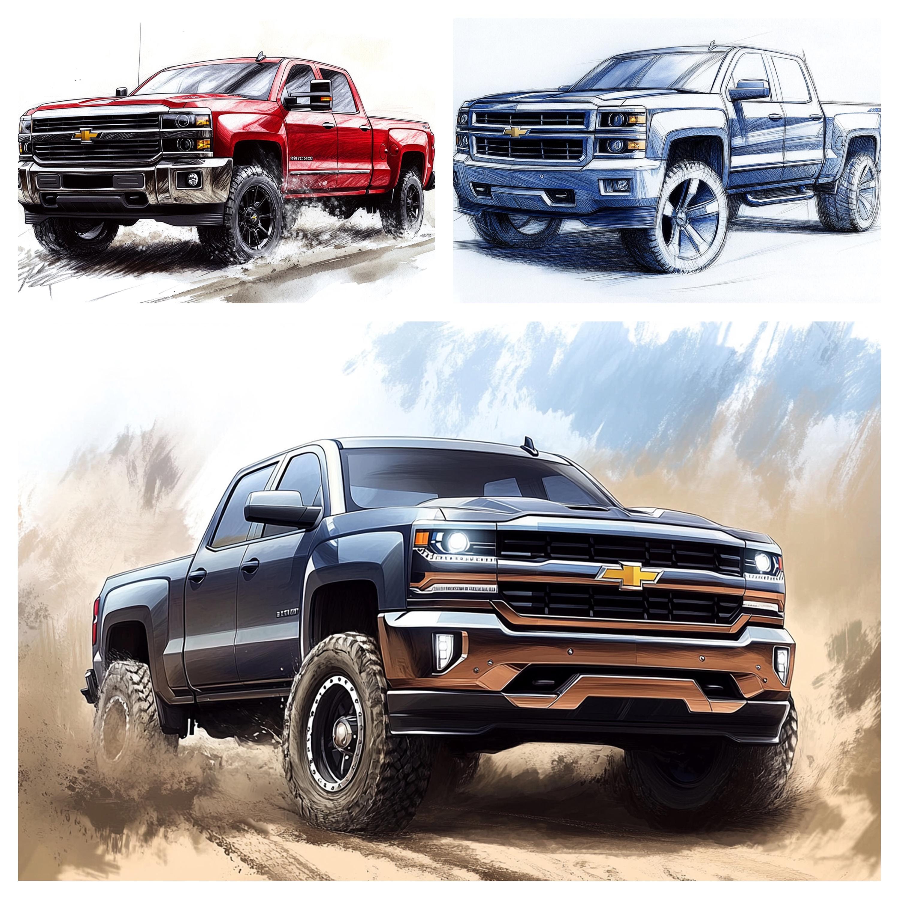 Chevrolet Silverado Truck Illustrations: 60 JPEG Clipart Images ...