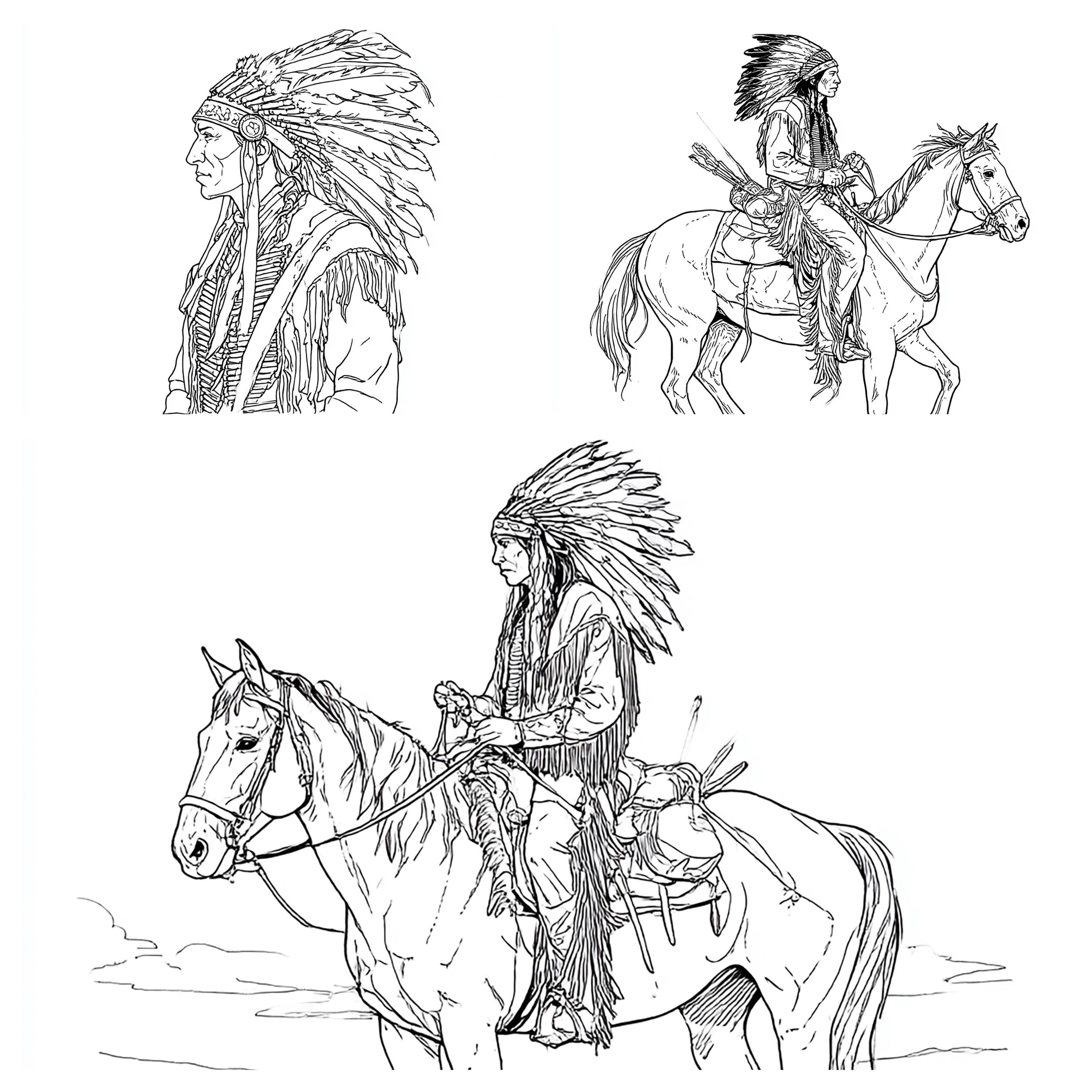 Native American Coloring Pages: 30 PNG Illustrations (commercial Use ...