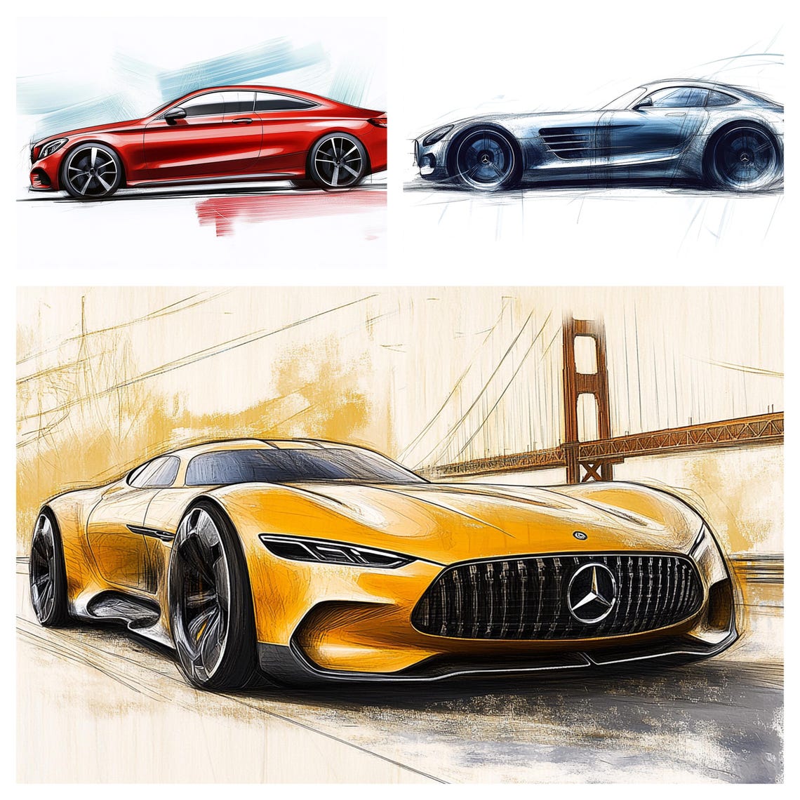 Mercedes Benz Car Illustrations: 60 JPEG Clipart Images (commercial Use ...