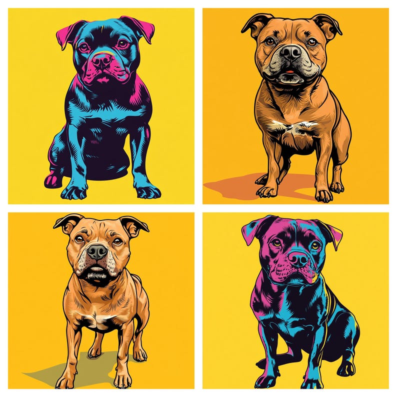 Clipart de Cachorro Staffordshire Bull Terrier Pop Art: Ilustrações PNG ...