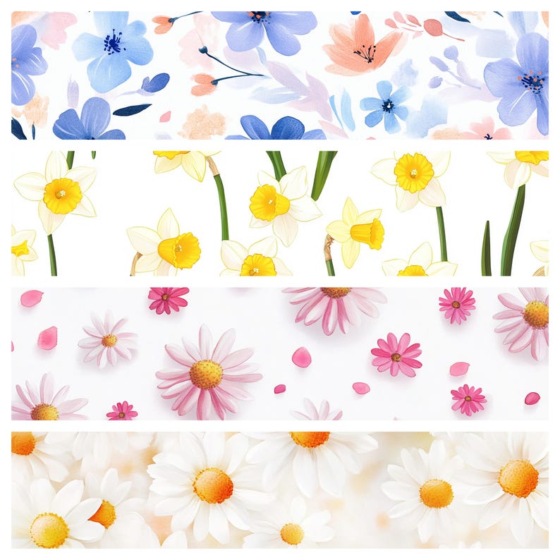 Flower Border PNG Illustrations: Commercial Use (digital Download) - Etsy
