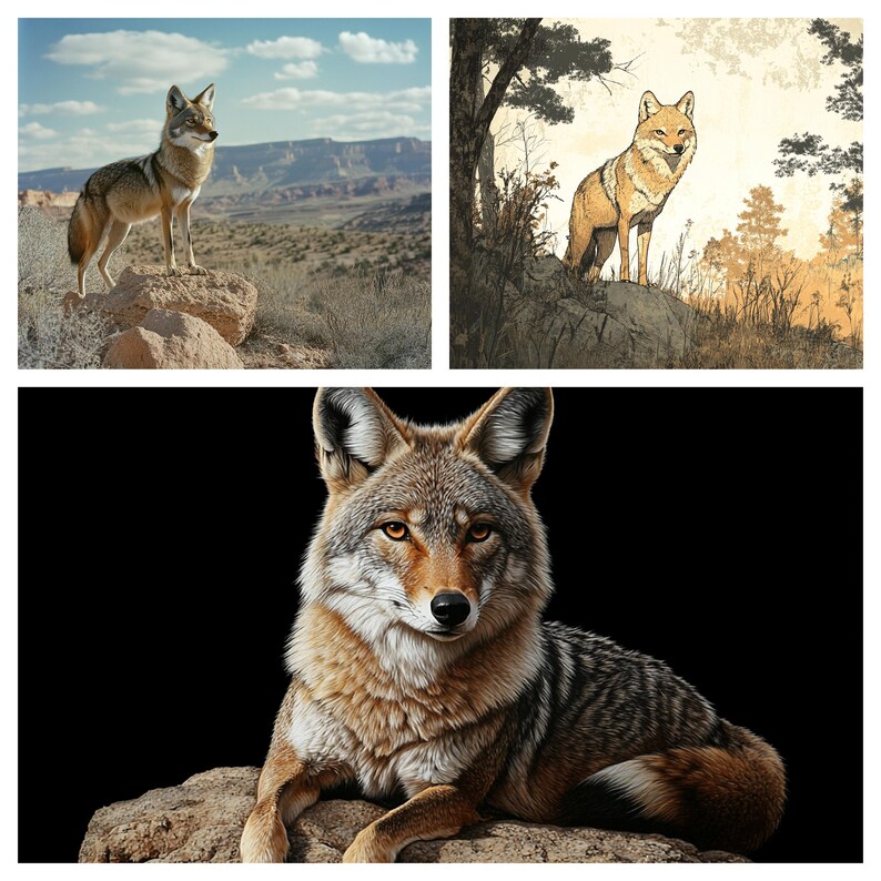 Coyote Illustrations: 63 PNG Animal Drawings (commercial Use) (digital ...