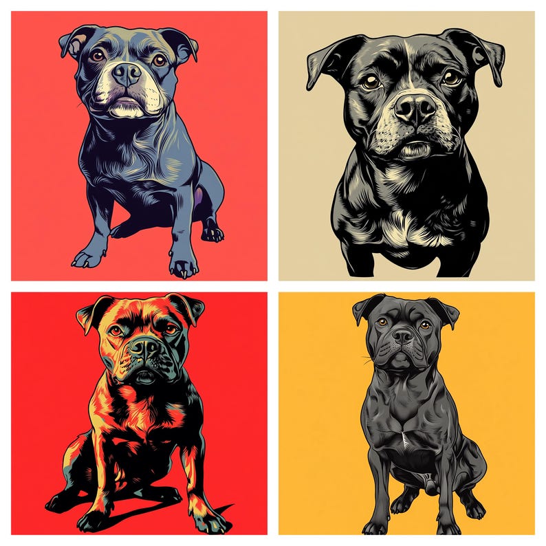Clipart de Cachorro Staffordshire Bull Terrier Pop Art: Ilustrações PNG ...