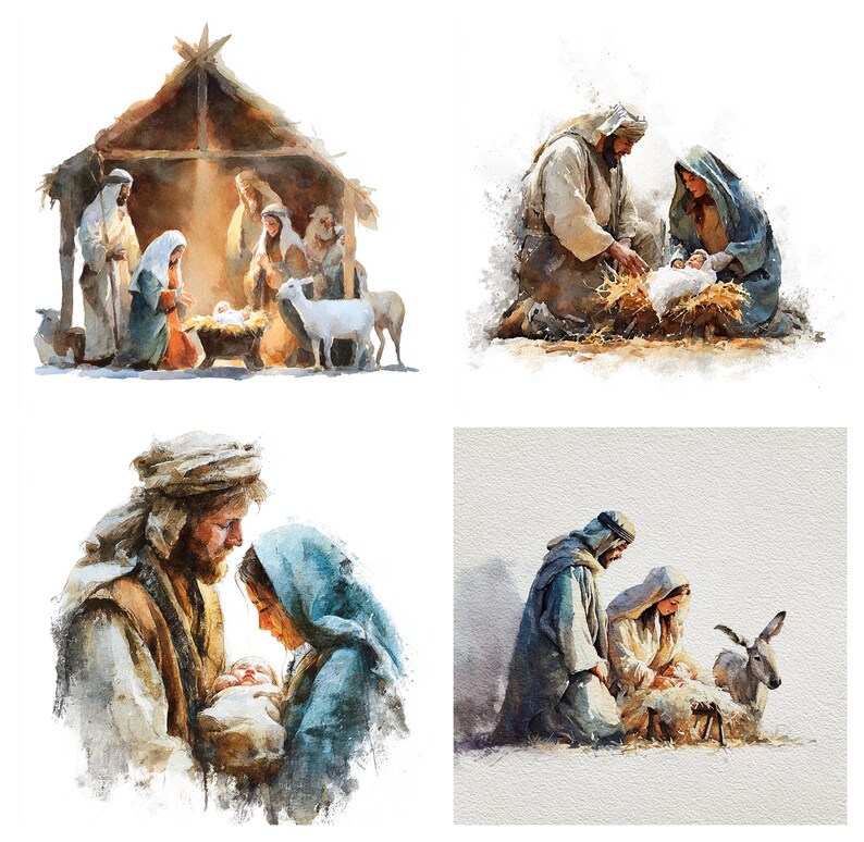 9 X Christmas Nativity Clipart: Papercraft Holiday (digital Download ...