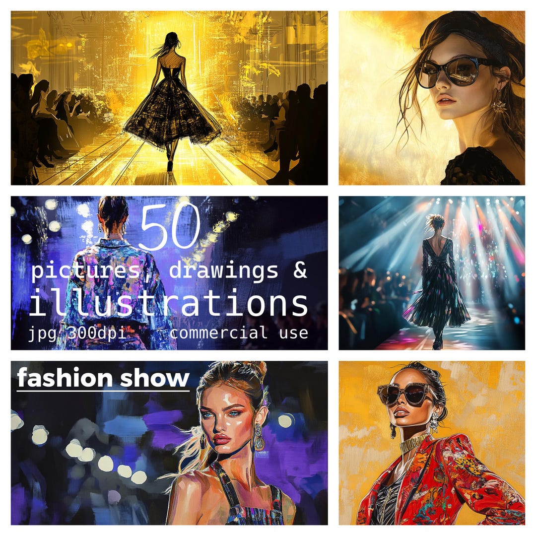 50 JPEG Illustrations, Pictures and Sketches of Fashion Show Vogue ...