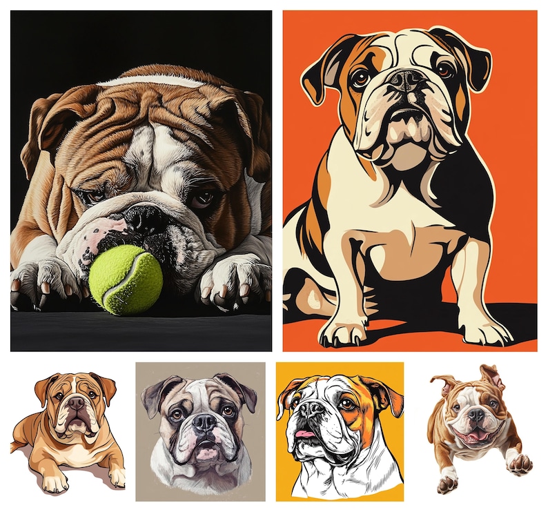 Ilustrações de Bulldog Inglês: 50 JPEGs Hiper-Realistas de Raças de ...