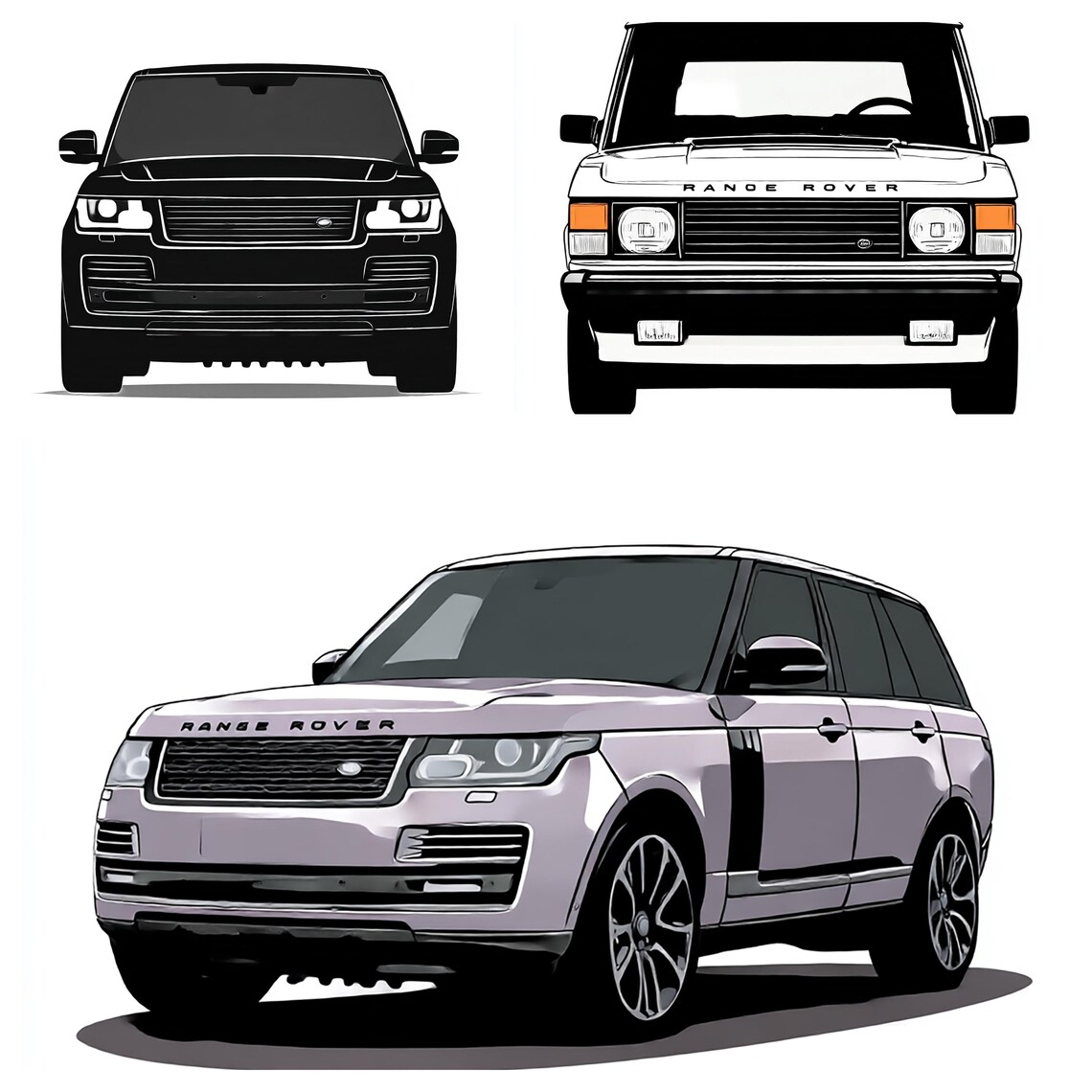 Range Rover Clipart: Car Truck Vector Illustrations (PNG Digital ...