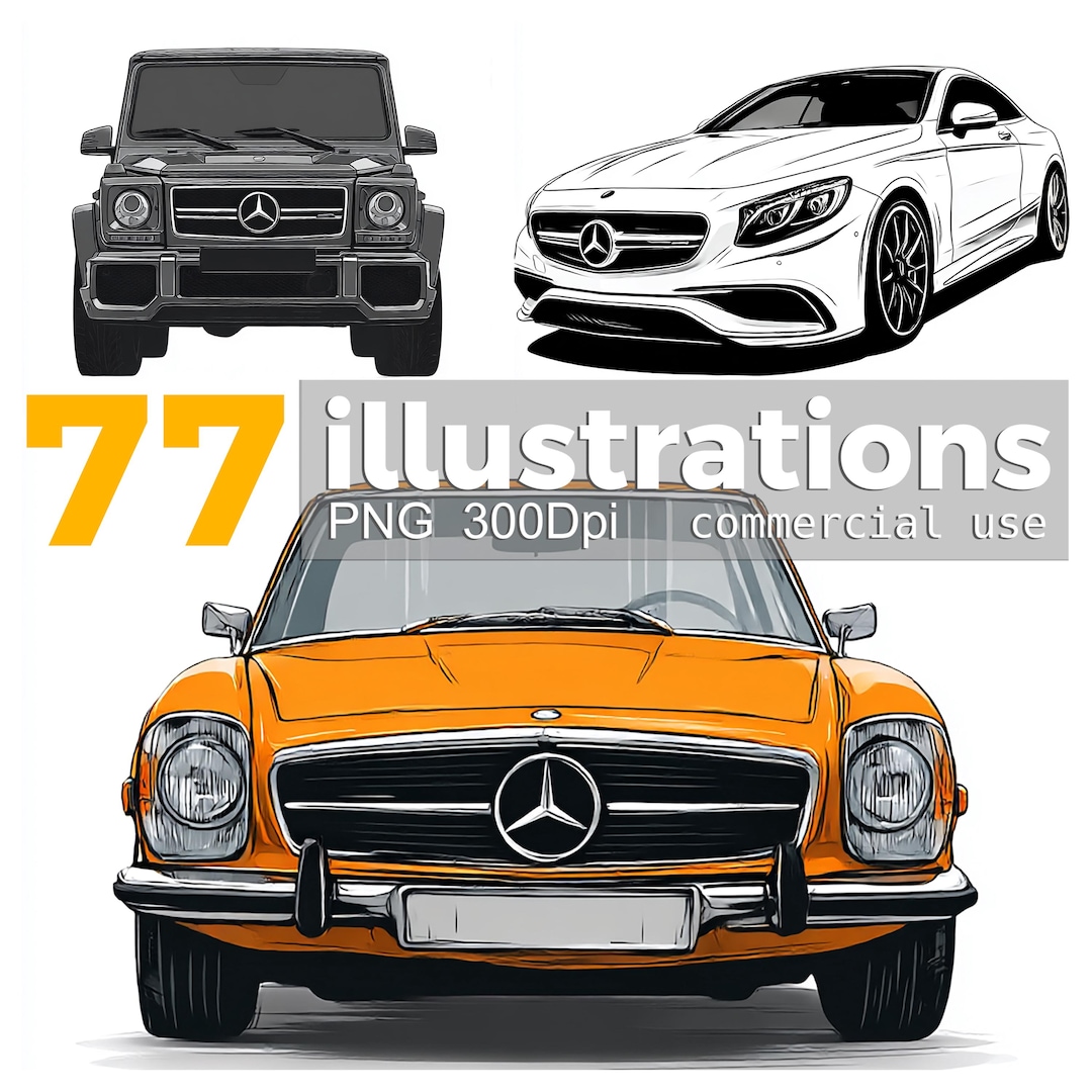 Mercedes Benz Car Clipart: 77 PNG Vector Illustrations (commercial Use ...