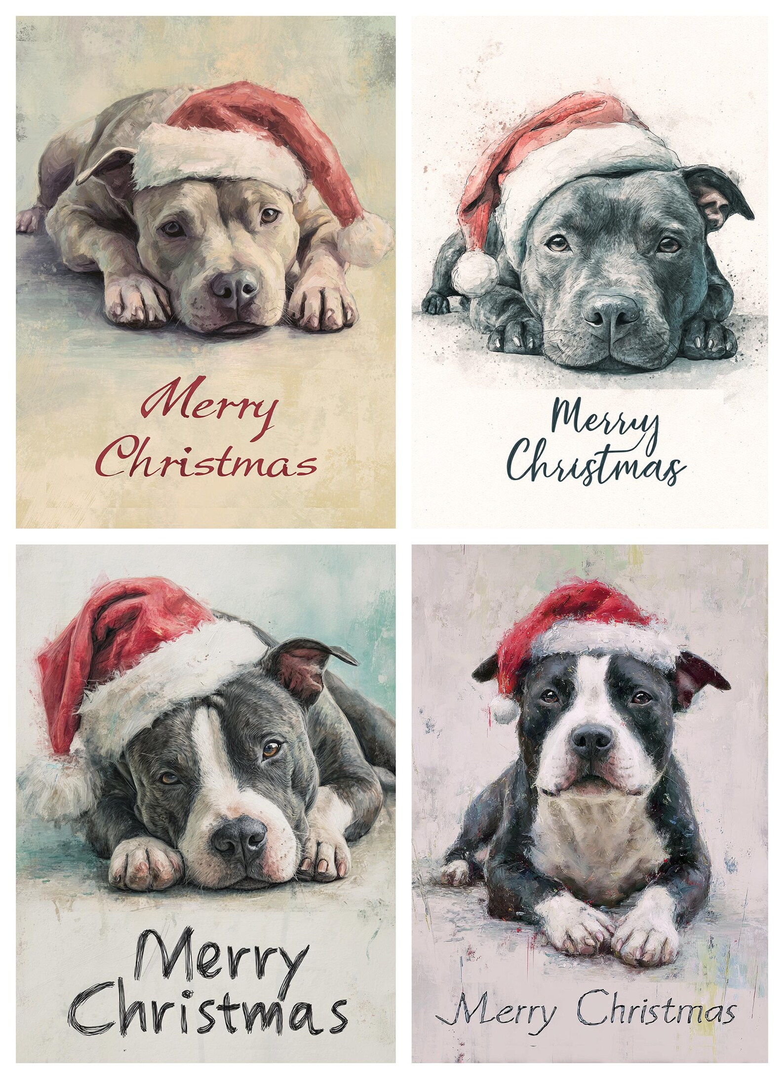 11 X Staffy Staffordshire Bull Terrier Dog Christmas Postcard ...