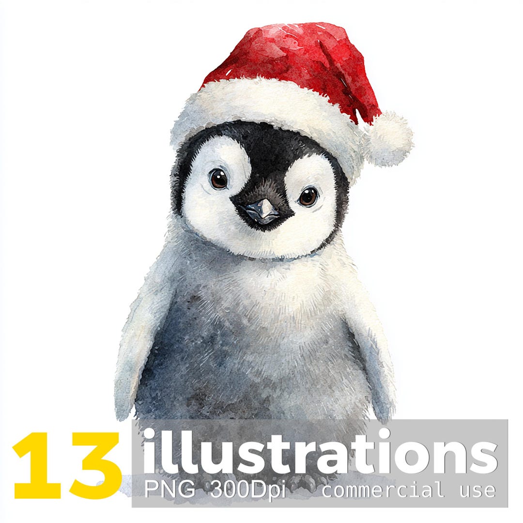 13 X Baby Penguin Christmas Pingu Illustrations: PNG Clipart (digital ...