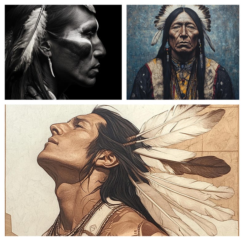Native American Illustrations: North America Sketches (44 PNG Digital ...