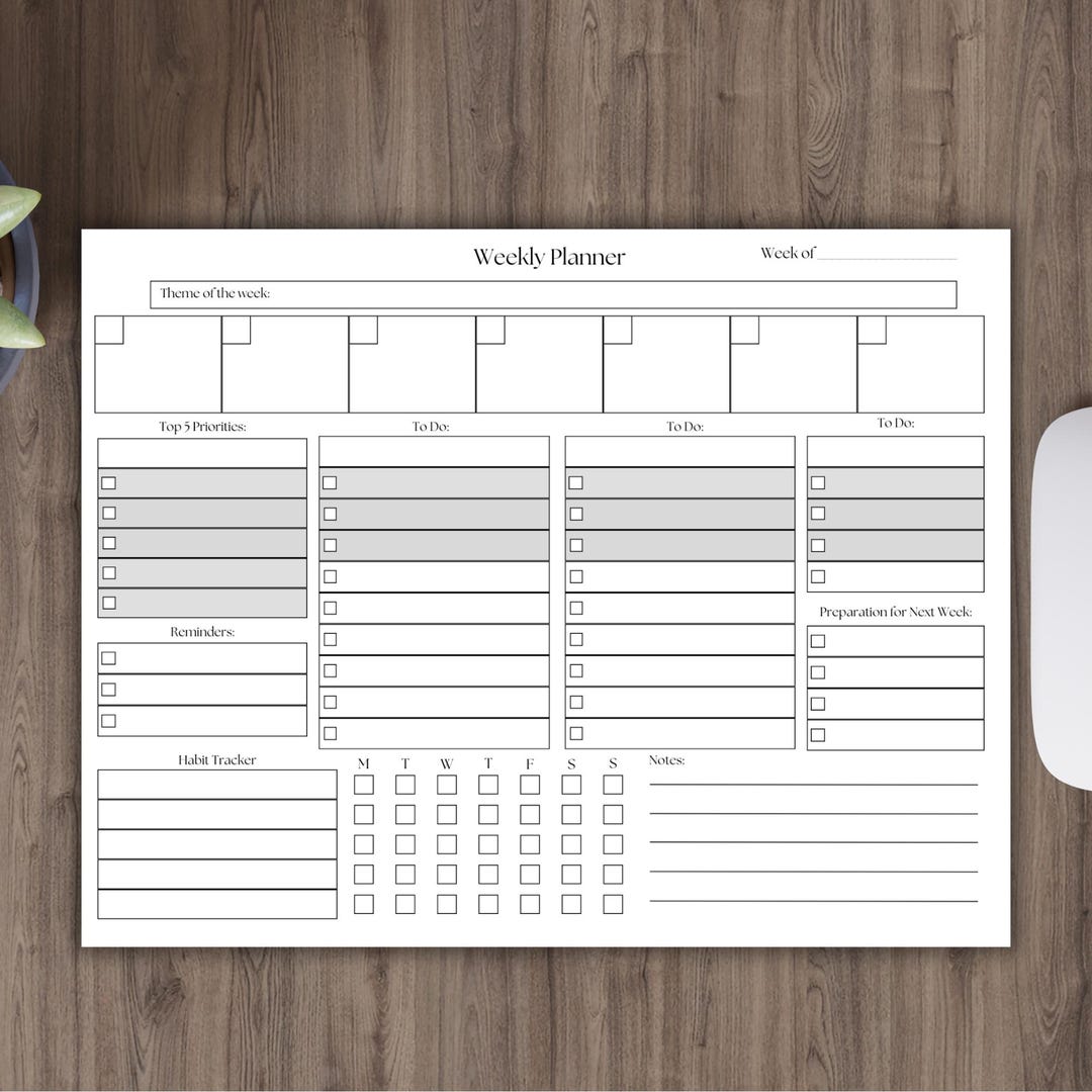 Weekly Planner Letter Size Organization Busy Life Productivity ...
