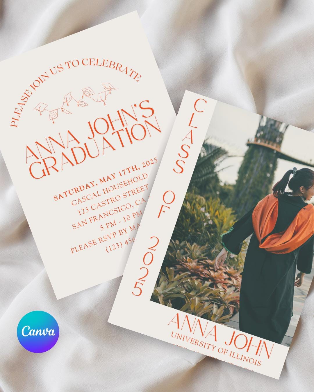 Canva Elegant Graduation Party Invitationtemplate Editable Designmodern ...