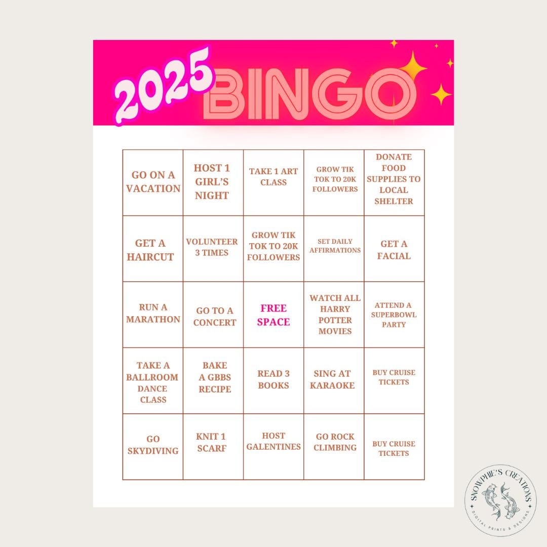 2025 Bingo Card Template - Etsy