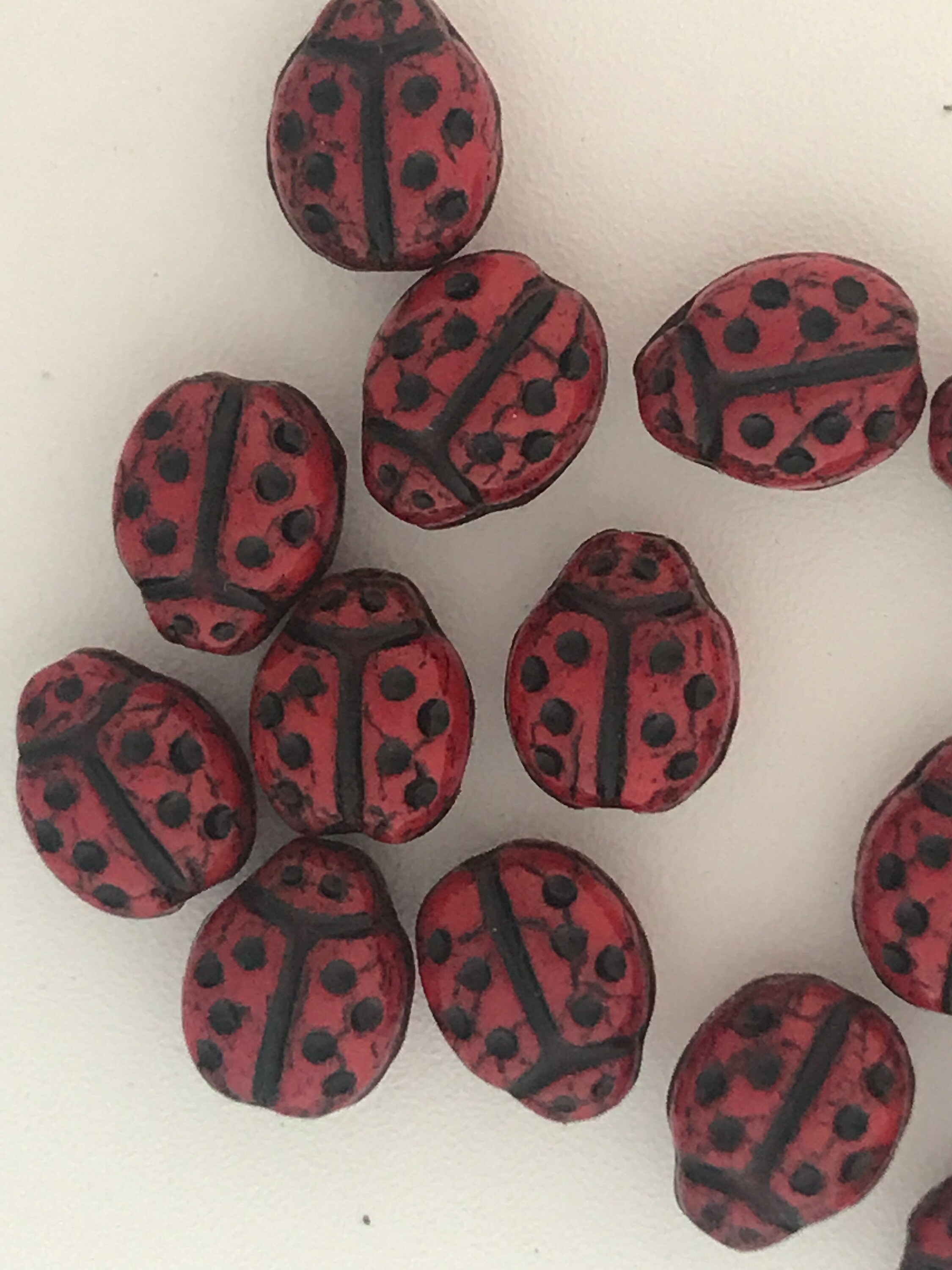 9x7mm Small Dark Red Czech Glass Ladybugs Opaque Siam Ruby w | Etsy