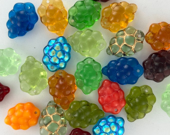 Czech Glass Fruit Grapes Mix Vintage Beads Bunches of Grapes Textured ...