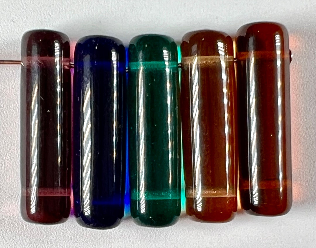 7x25mm Two Hole Bars Bar Beads Purple Blue Green Gold Red Brown Czech ...