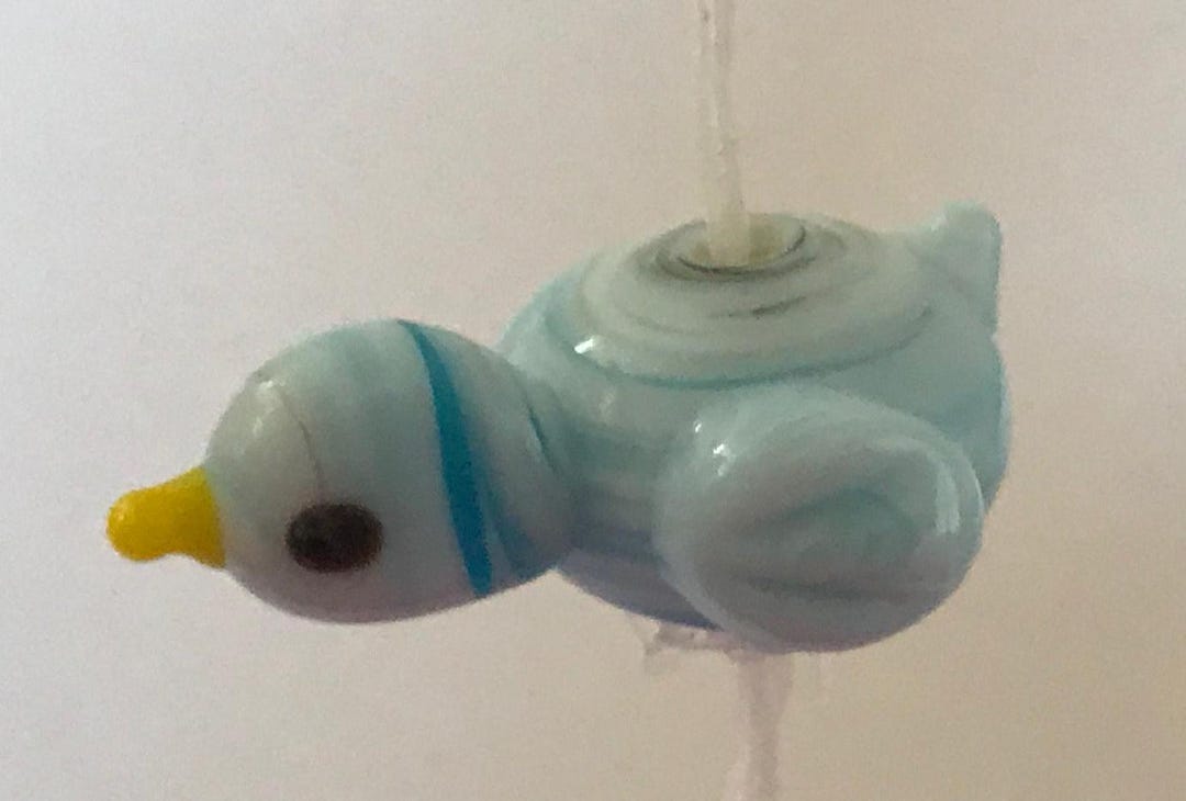 Blue and White Geese Beads Yellow Beak Glass Lampwork Goose Bead ...