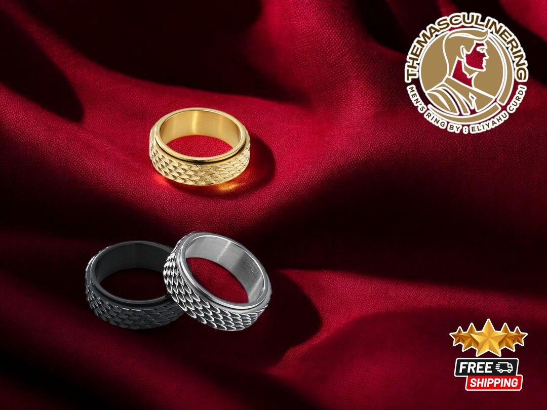 Classic Dragon Scale Spinner Ring | Rotatable Decompression Band ...