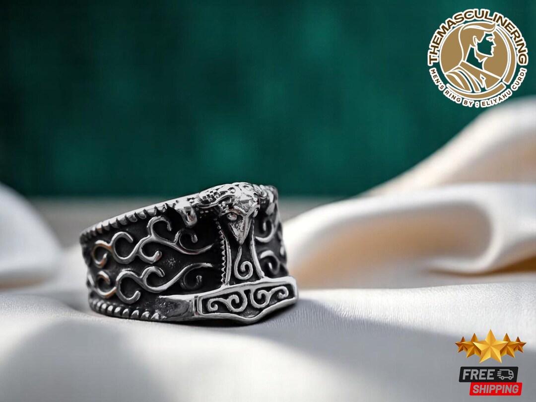 Viking Mjolnir Thor Hammer Ring | Nordic Men’s Classic Jewelry Gift ...