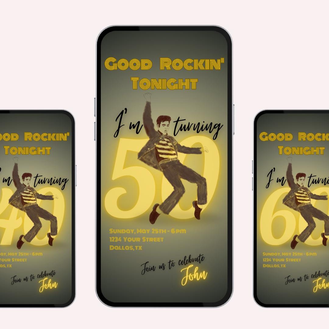 Retro Birthday Invitation Ecard Elvis Presley – Vintage | Customizable ...