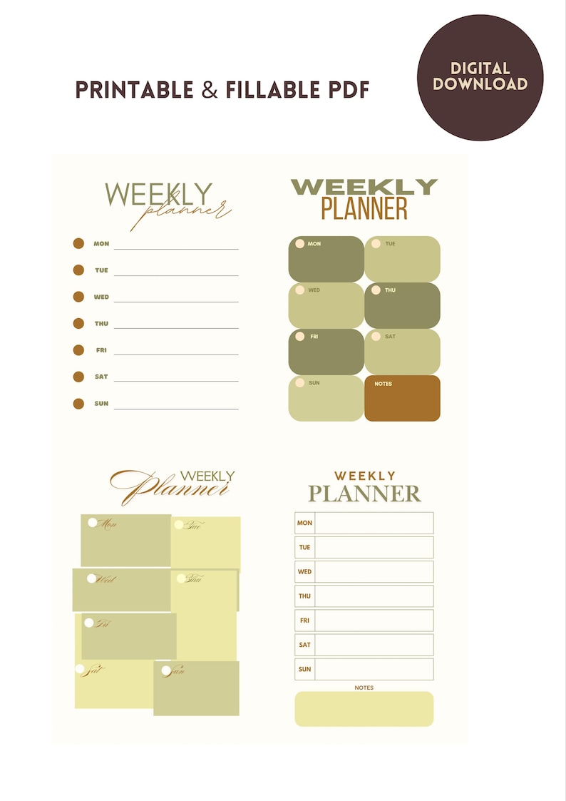 PRINTABLE WEEKLY PLANNER - Etsy