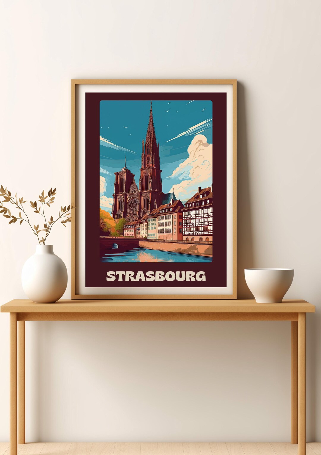 Vintage Strasbourg Poster – Wall Art Featuring Notre-dame Cathedral ...