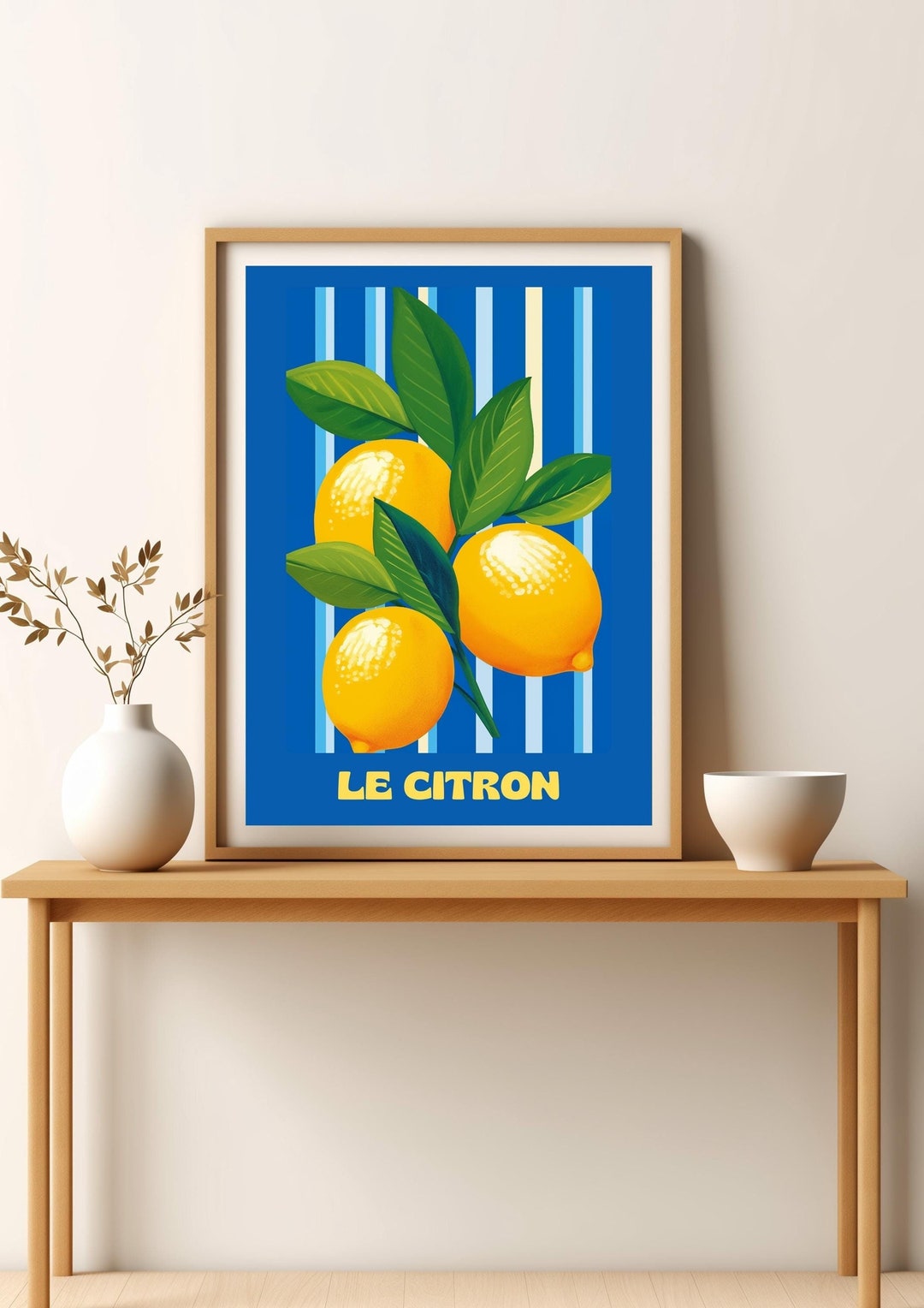 Le Citron – Bold Lemon Artwork With Vibrant Blue and Yellow Design ...
