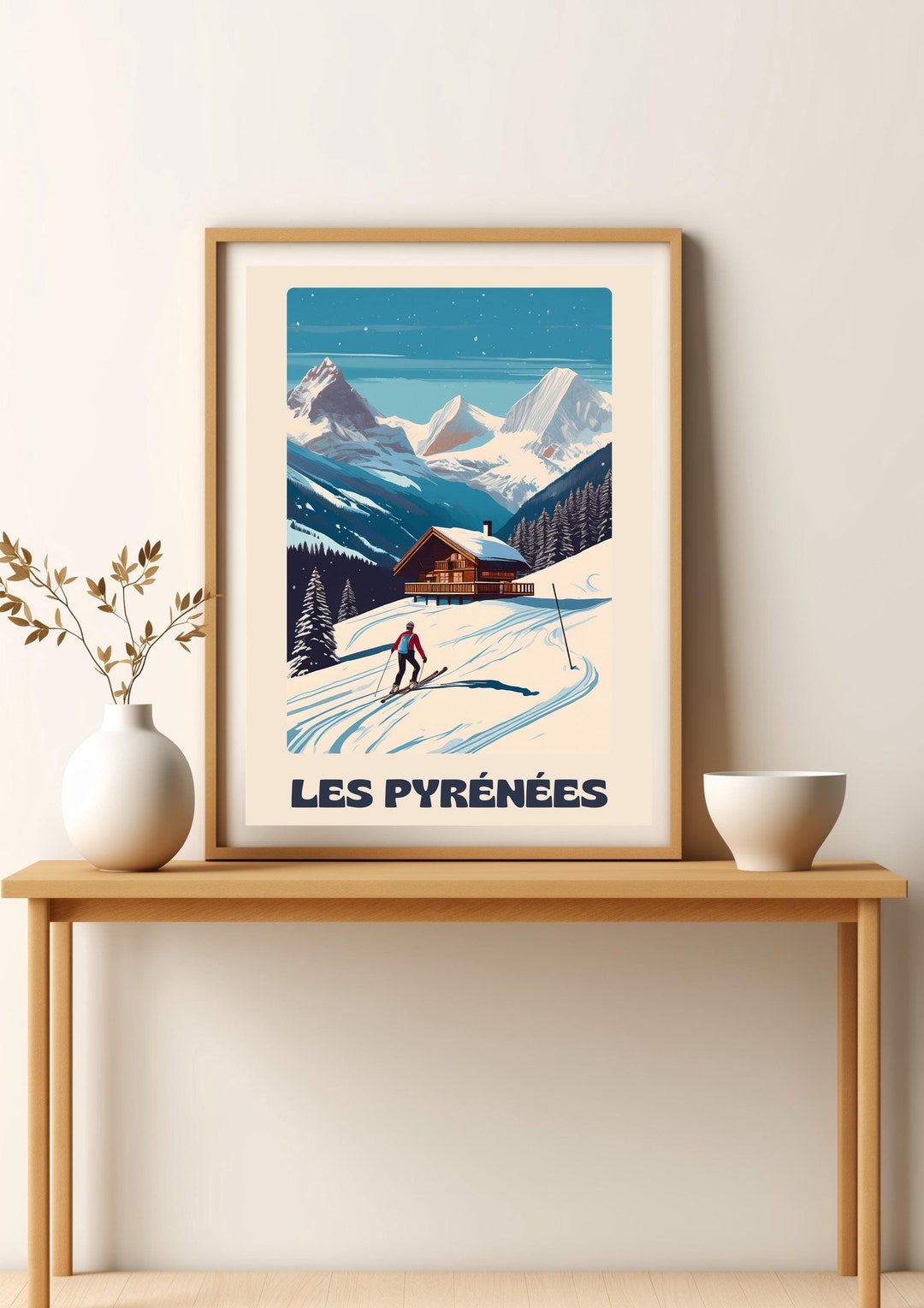 Retro Les Pyrénées Poster – Mountain Wall Art for Home or Chalet ...