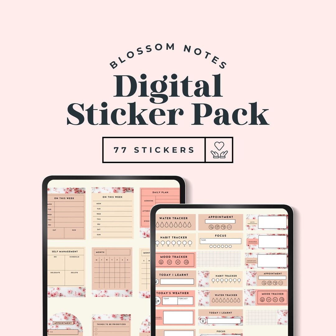 Blossom Widget Notes Digital Sticker Set: Goodnotes & PNG Files ...