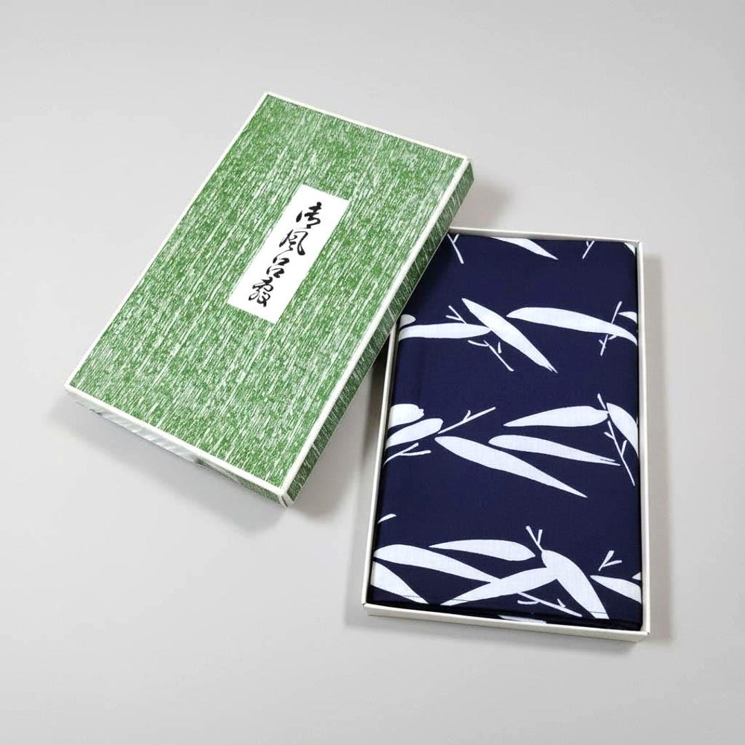 Vintage Japanese Furoshiki – Navy Blue With Bamboo Pattern – Cotton ...
