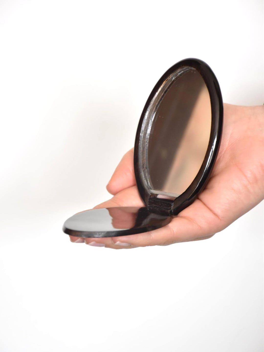 Japanese Small Hand Mirror, Shell Mother of Pearl & Urushi Lacquer ...