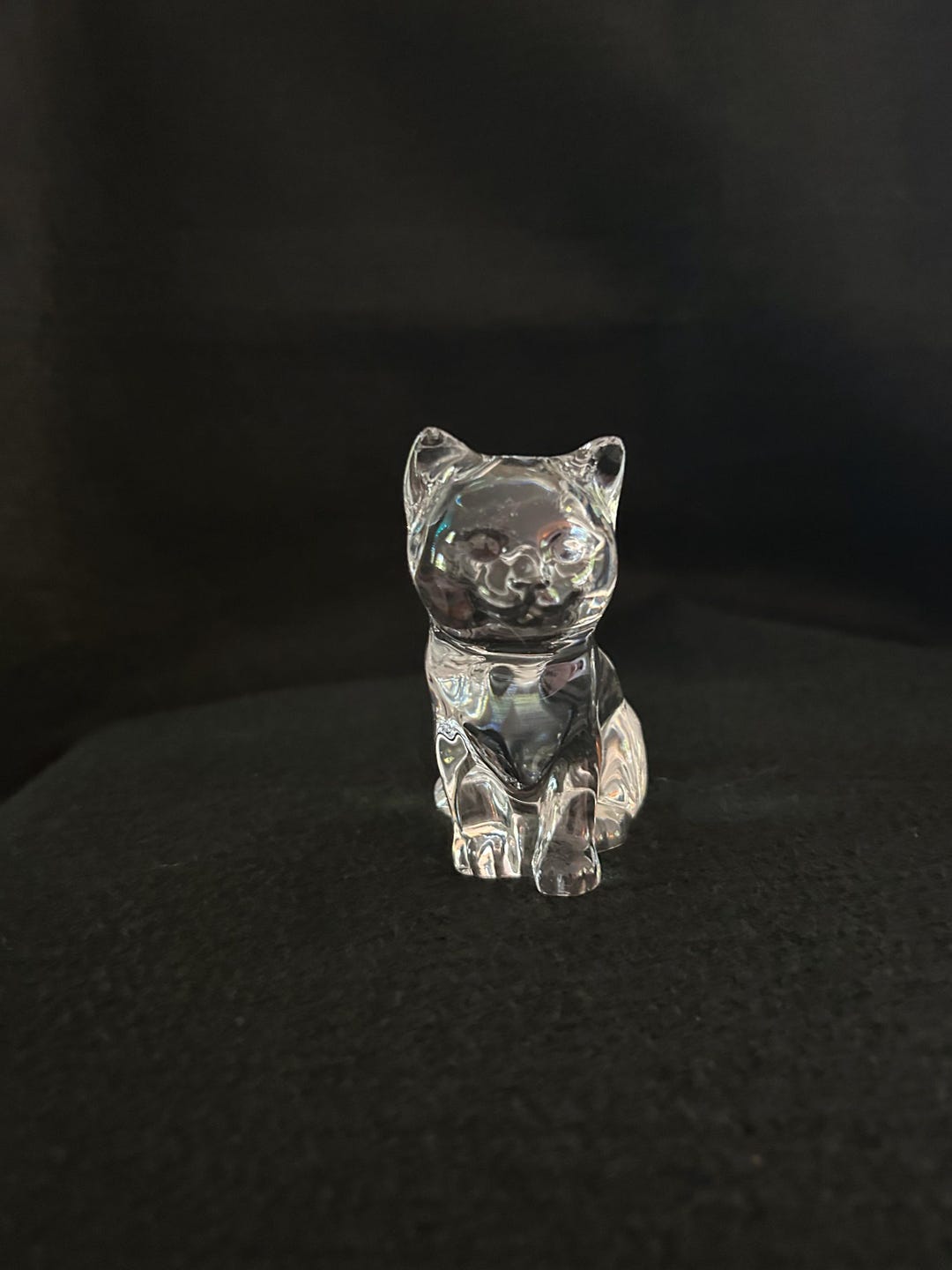 Vintage Clear Crystal Cat Figurine - Etsy
