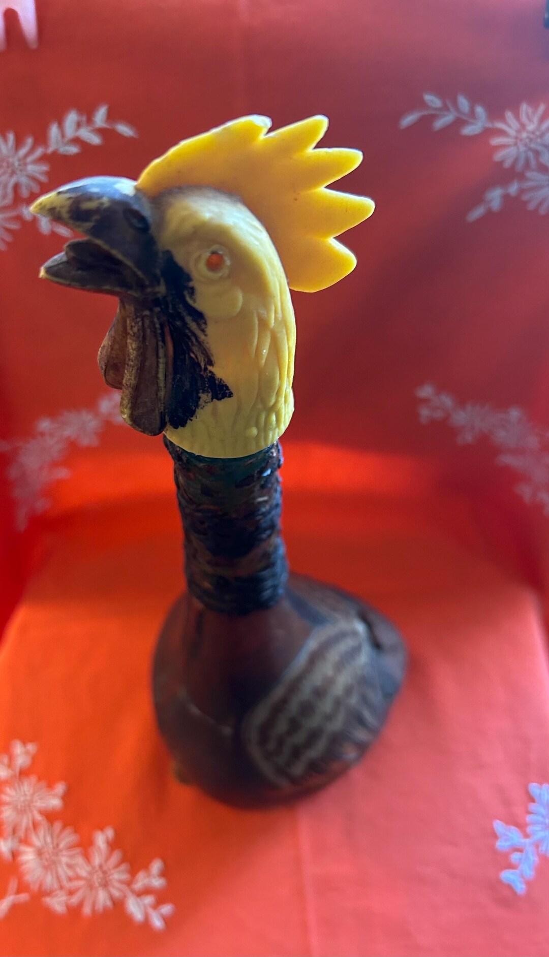 Vintage Italian Glass and Leather Wrapped Rooster Decanter-signed - Etsy